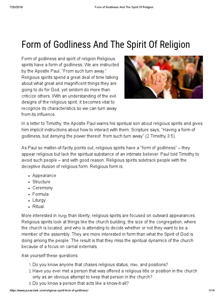 Form of Godliness and The Spirit of Religion: Liturgy | PDF | Judas ...