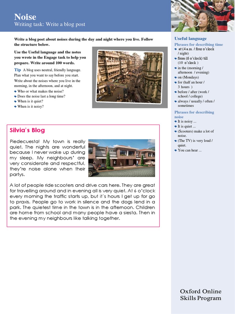 Noise: Writing Task: Write A Blog Post | PDF