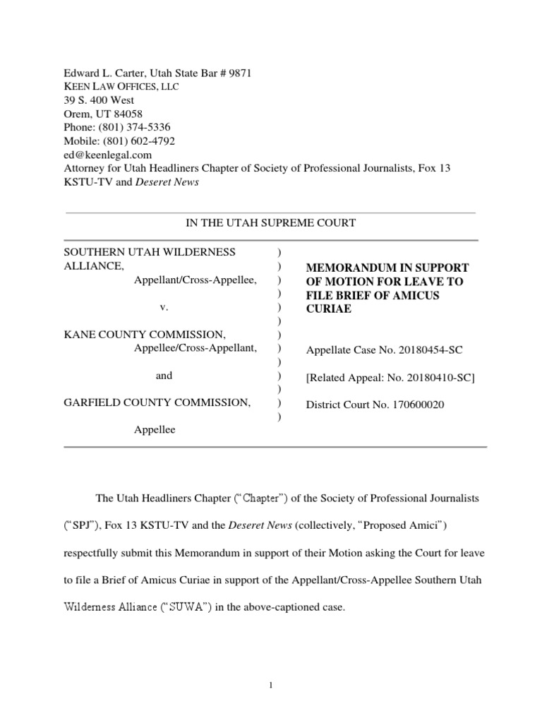 Memorandum in Support of Motion For Leave | PDF | Amicus Curiae ...