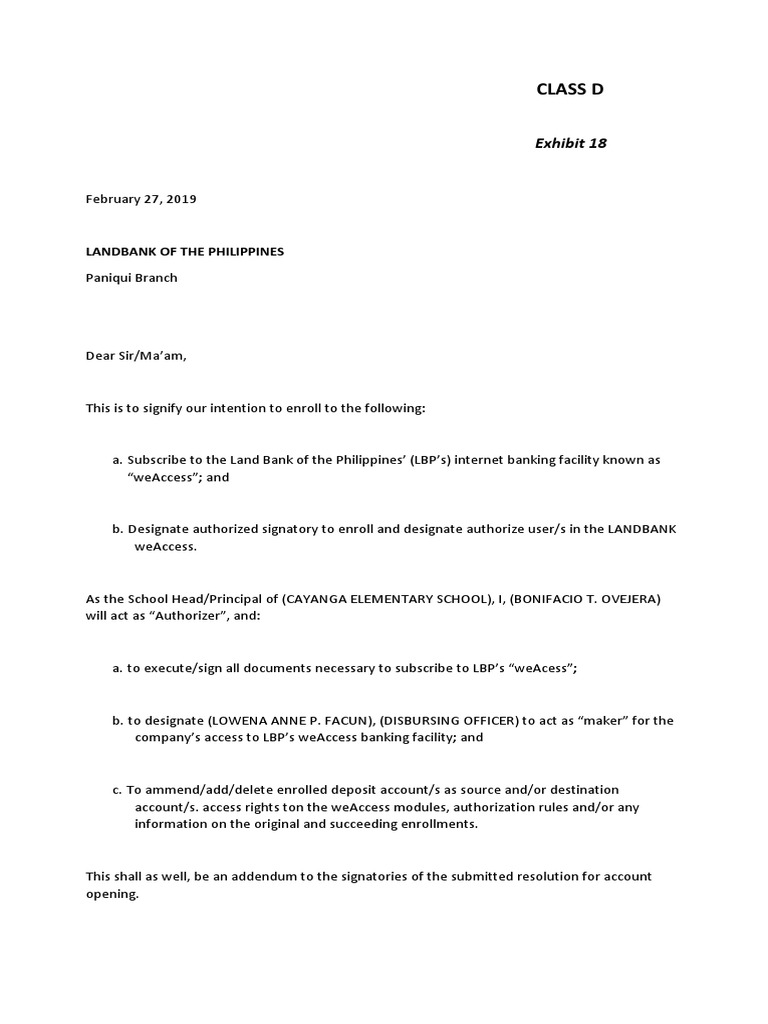 Landbank WeAccess Enrollment Authorization | PDF