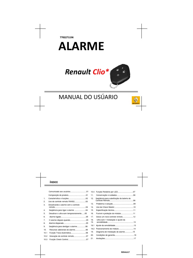 Manual do Alarme Renault Clio | PDF