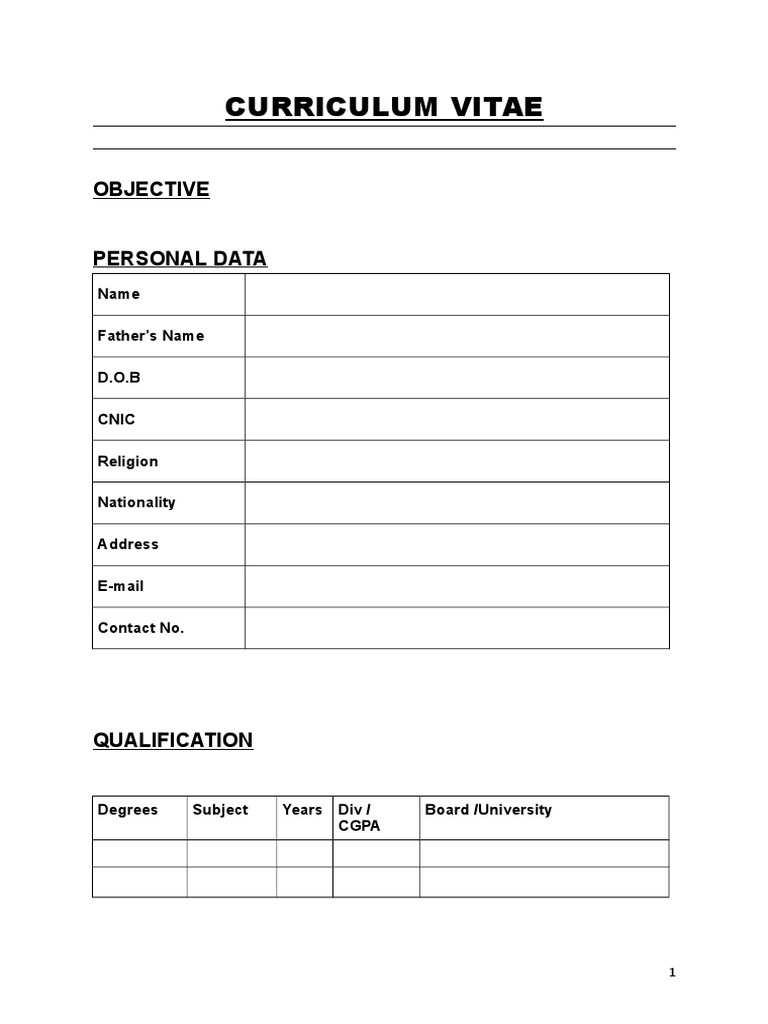 Curriculum Vitae: Objective | PDF