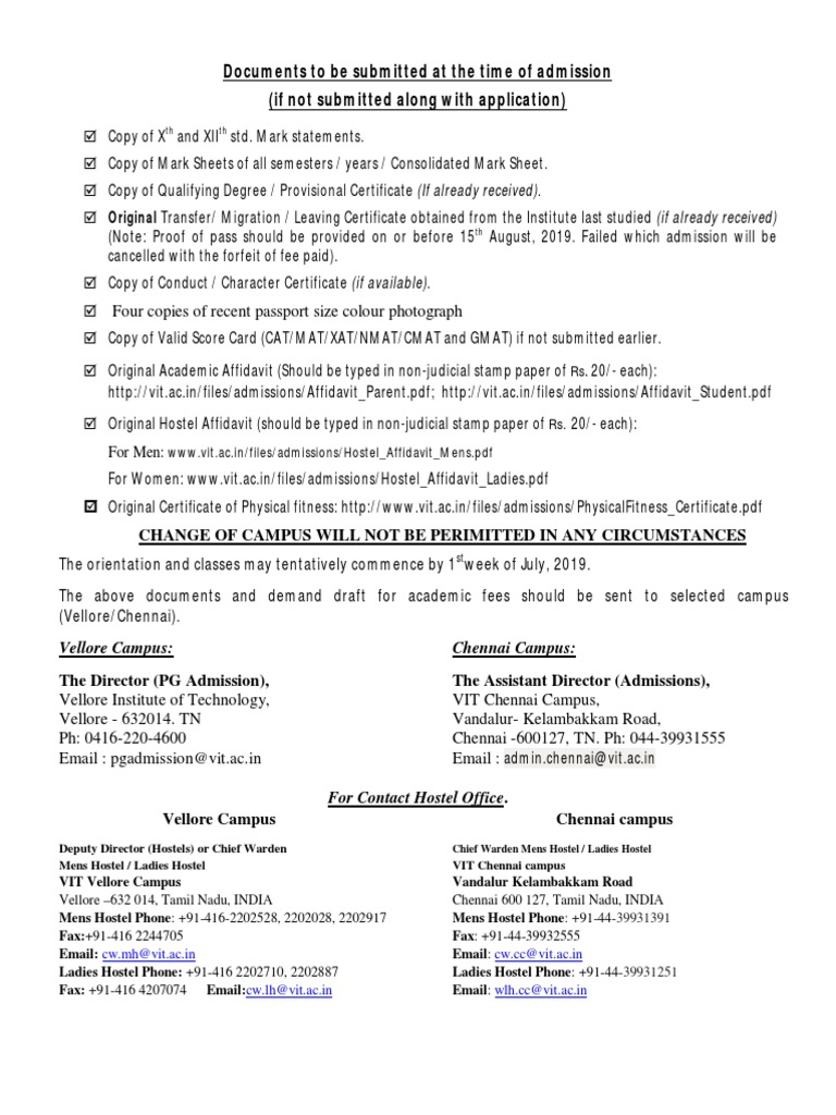 MBA Documents To Be Submitted | PDF