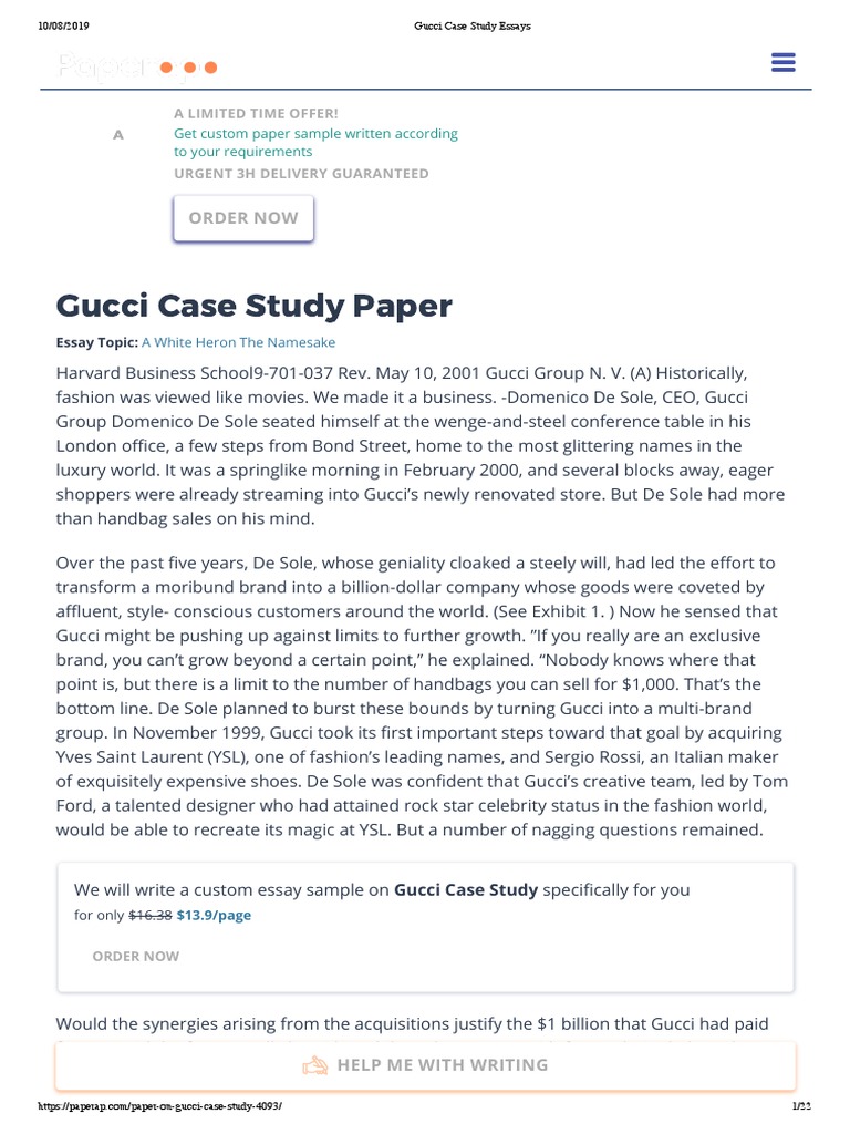 Gucci Case Study Essays | PDF | Luxury Goods | Brand