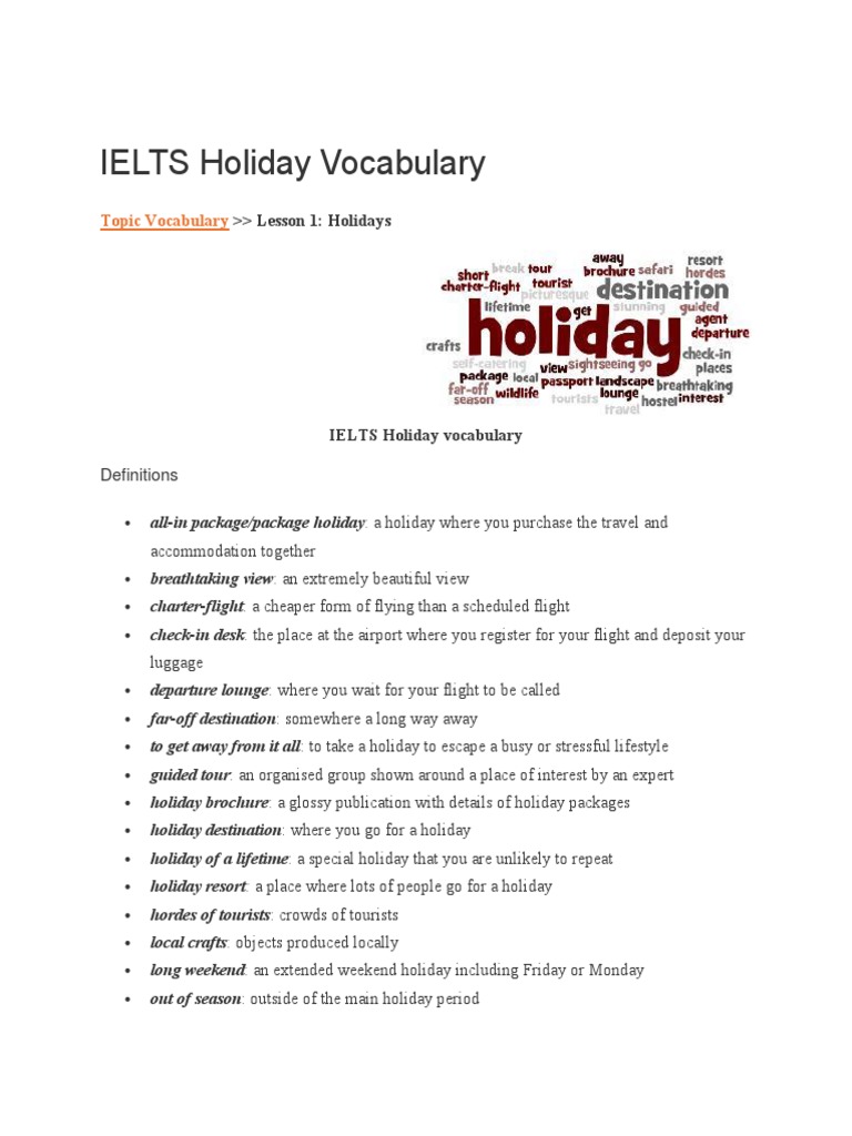 IELTS Topic Vocabulary For Speaking | PDF