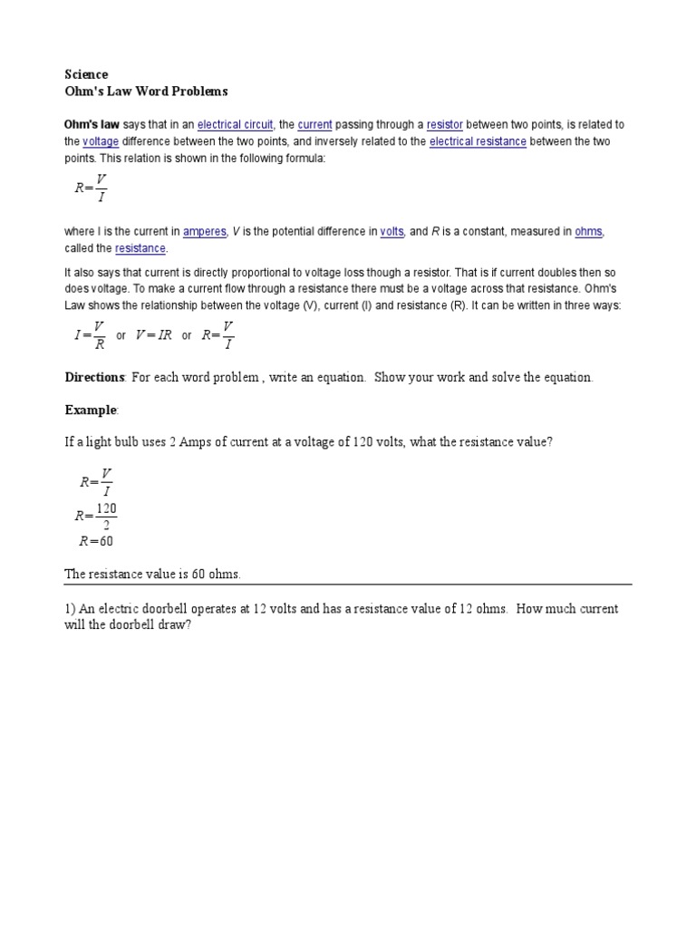 Ohm's Law Problem Solving Guide | PDF | Teaching Methods & Materials ...