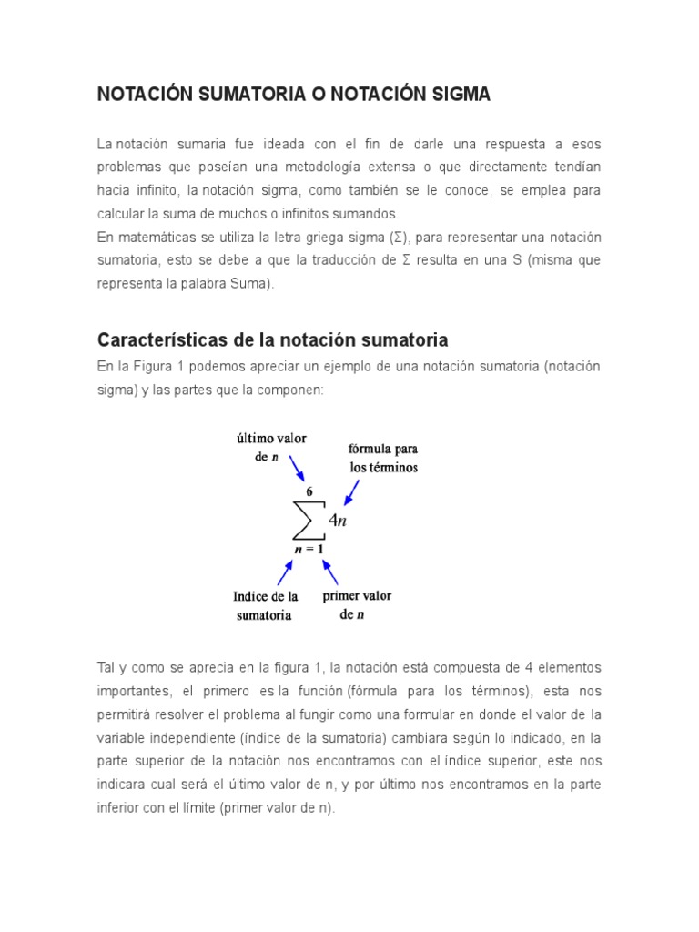 Notación Sumatoria o Notación Sigma | PDF