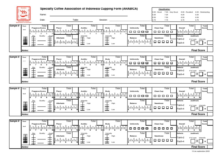 Arabica Cupping Form | PDF | Coffee | Food And Drink