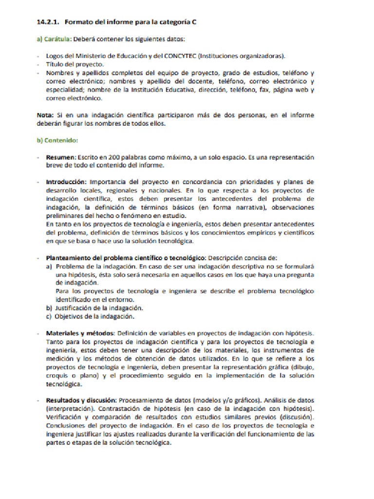 Formato de Informe para La Categoria C | PDF