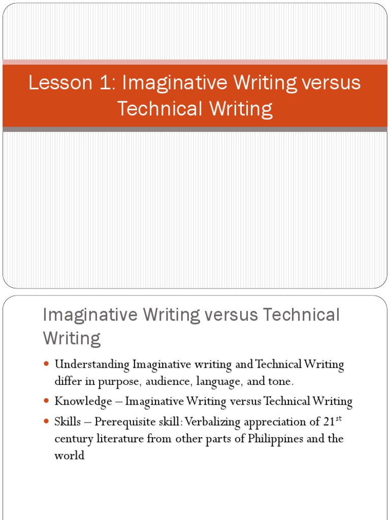 Lesson 1: Imaginative Writing Versus Technical Writing | PDF | Writers ...