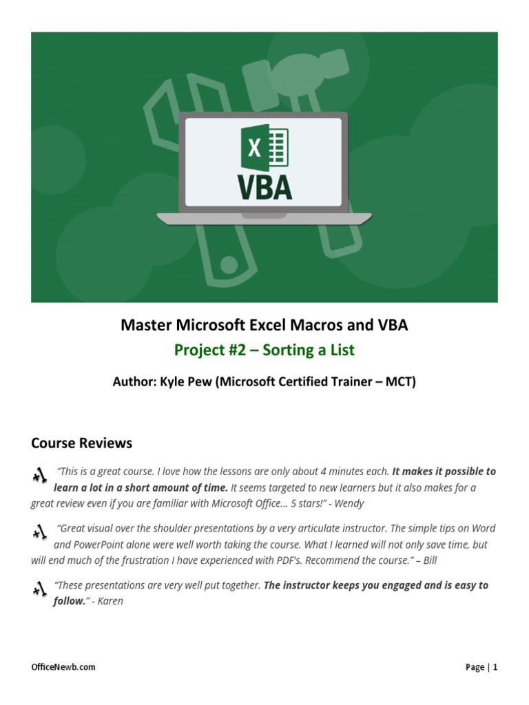 Exercise Master Microsoft Excel Macros and VBA | PDF | Visual Basic For Applications | Microsoft ...