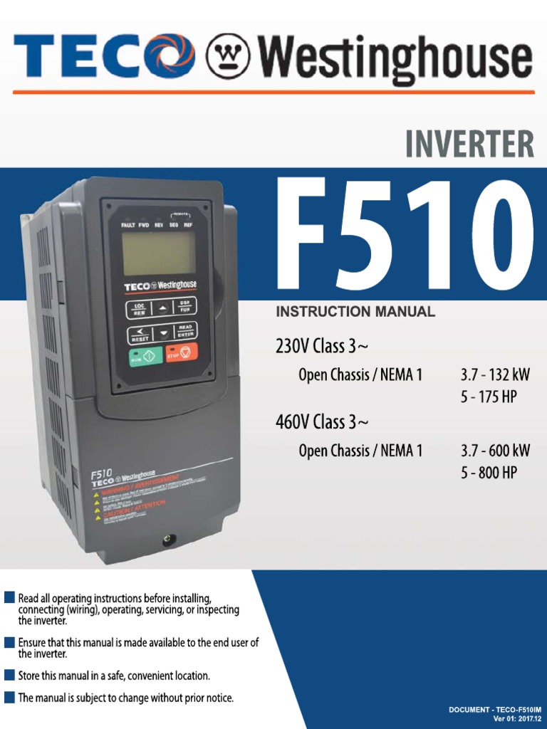 F510 Instruction Manual | PDF | Power Inverter | Power Supply