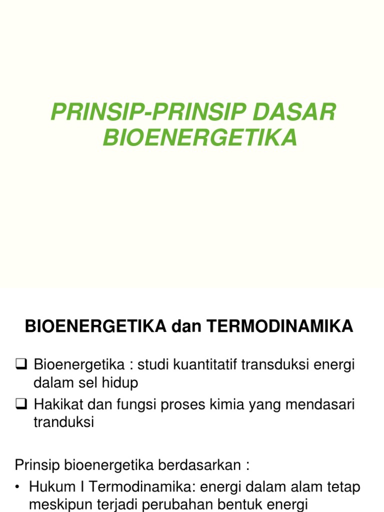 Prinsip Dasar Bioenergetika Genap 2019 HS | PDF