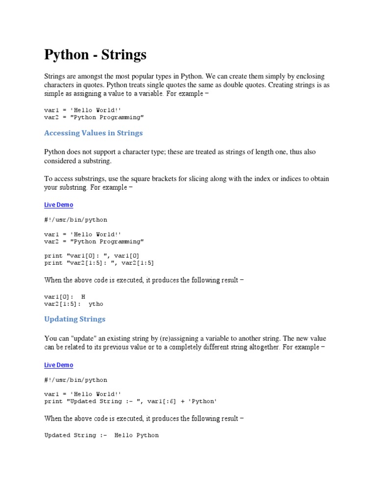 Python - Strings: Accessing Values in Strings | Download Free PDF | Naming Conventions | Notation