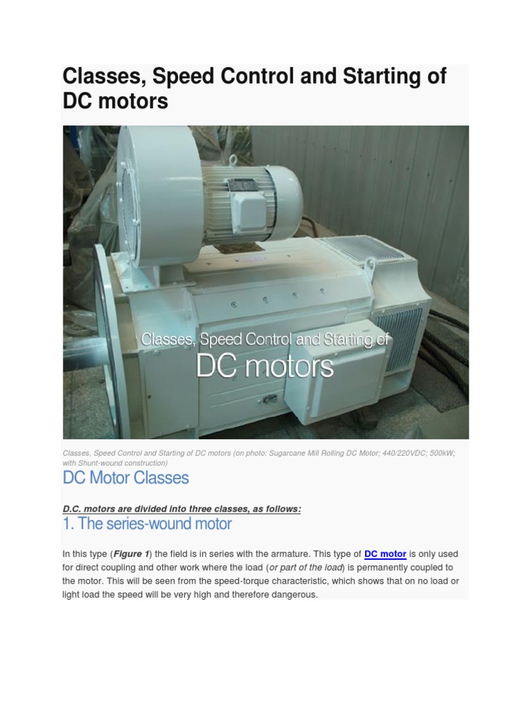 DC Motors Starting Methods | PDF | Electric Motor | Electric Generator