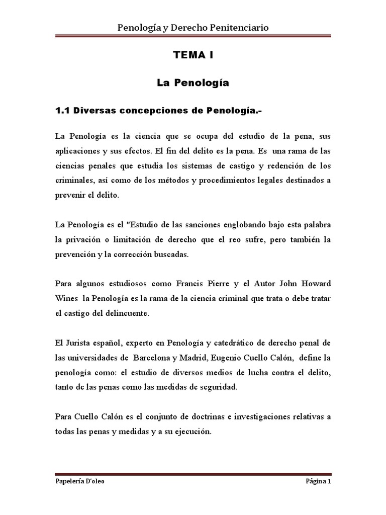Penologia y Derecho Penitenciario (Todos Los Temas) | PDF ...