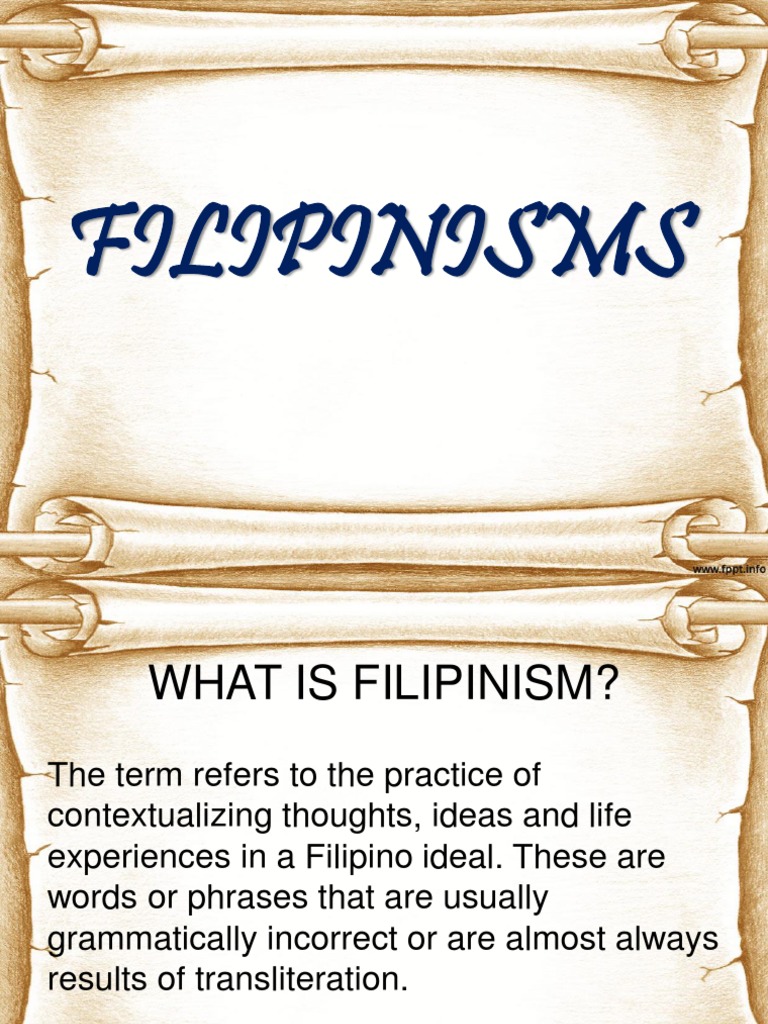 Lec Filipinisms SC | PDF | Grammar | Language Mechanics