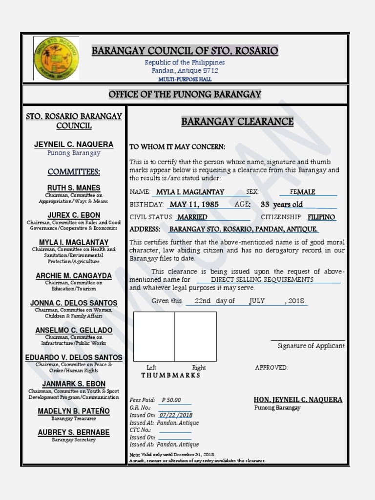 Brgy. Clearance 2018 | PDF | Virtue | Government