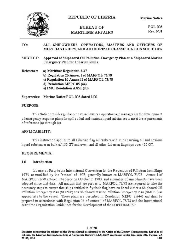 SOPEP & SMPEP | Ships | Nature