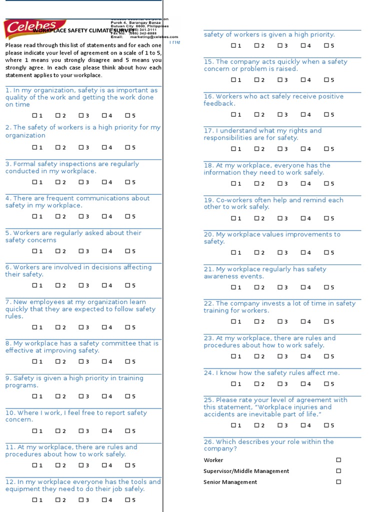 Safety Perception Survey | PDF | Business | Psychological Concepts