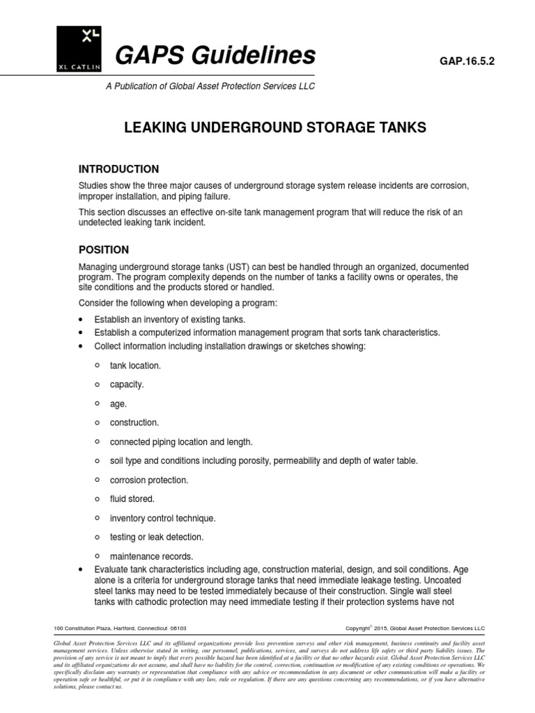 GAPS Guidelines: Leaking Underground Storage Tanks | PDF | Corrosion | Leak
