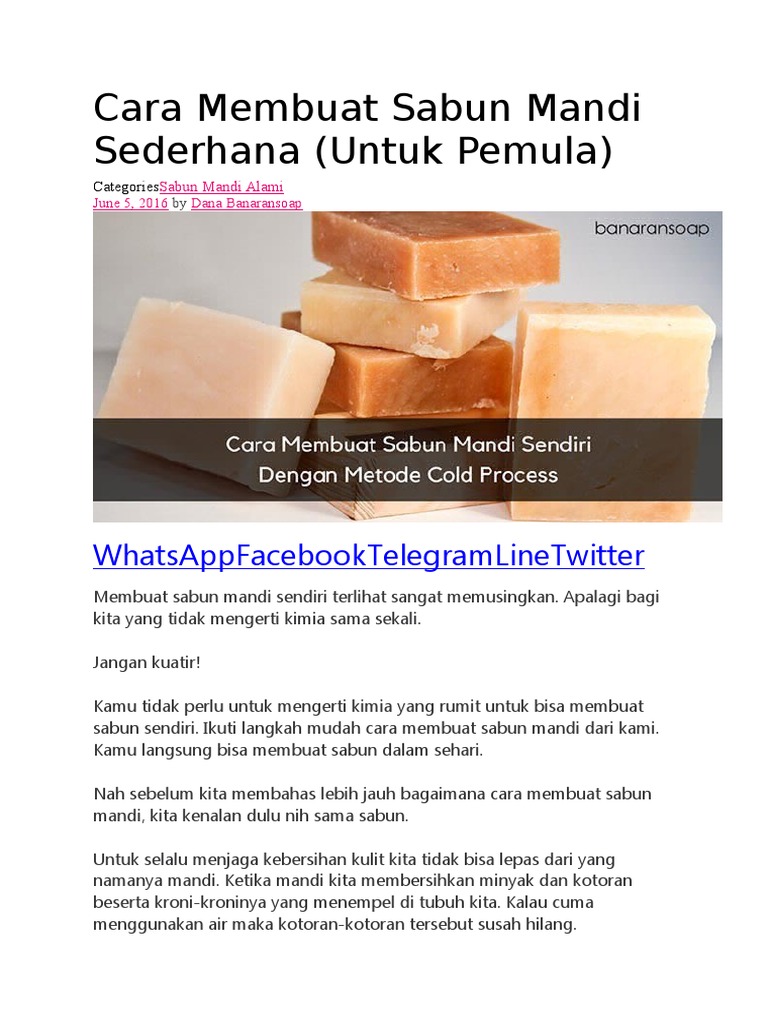 Cara Membuat Sabun Mandi Sederhana | PDF
