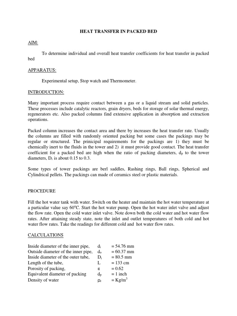 Heat Transfer in Packed Bed | PDF | Water Heating | Heat Transfer
