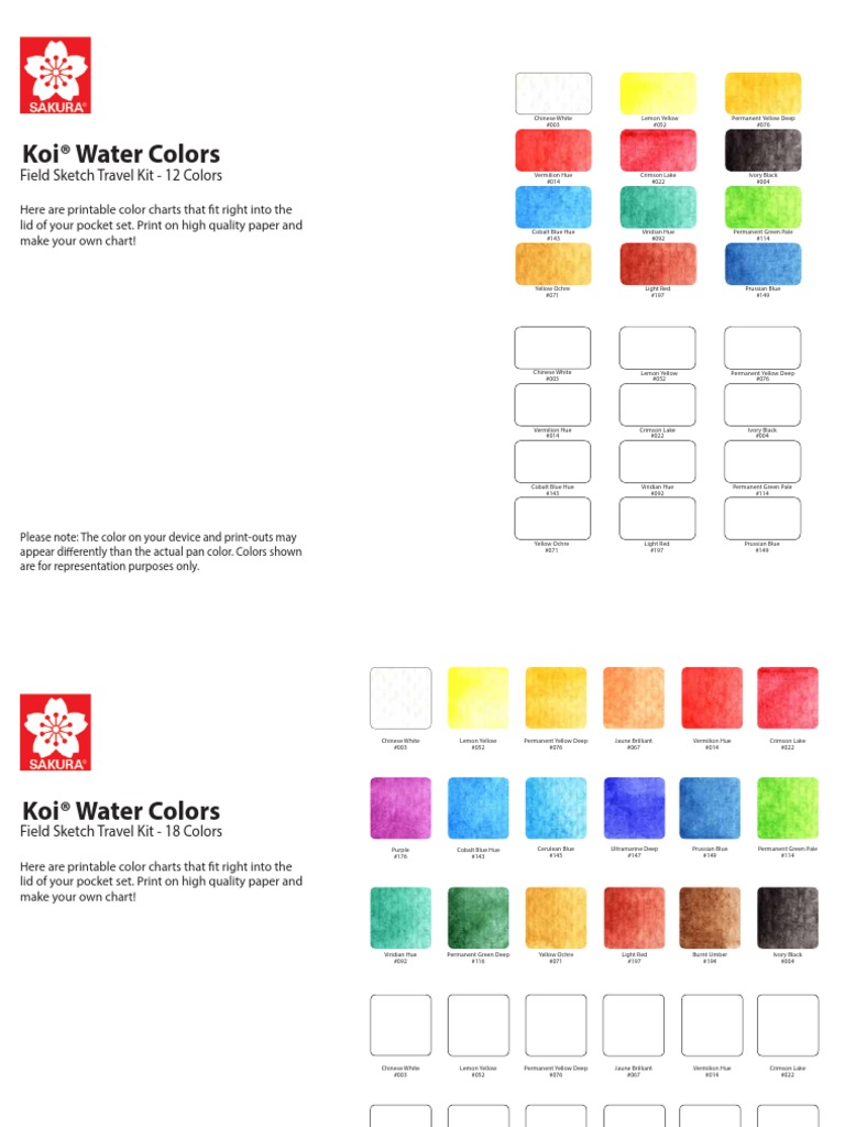 Koi Color Chart April2017 | PDF | Blue | Red
