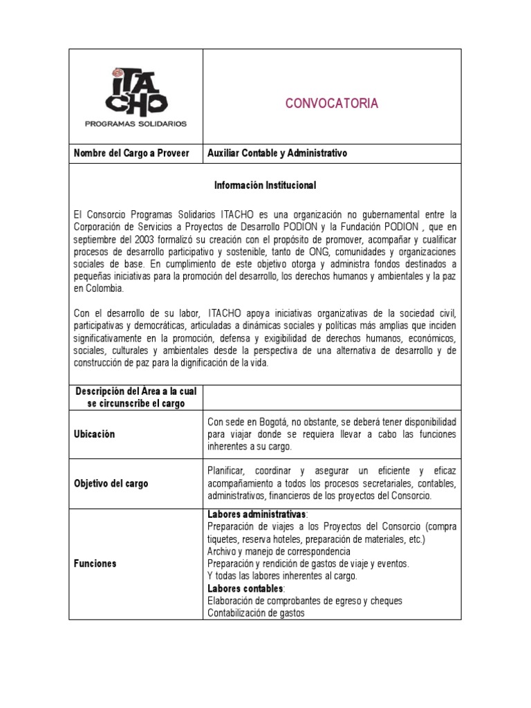 Convocatoria Auxiliar Contable y Administrativo 1 PDF | PDF ... Convocatoria Auxiliar Contable y Administrativo 1 PDF | PDF ...