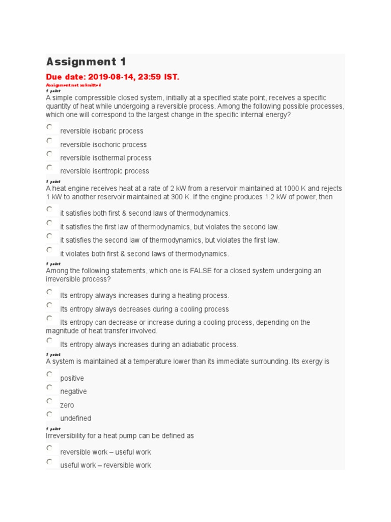 Assignment 1 & 2 | PDF | Heat | Temperature