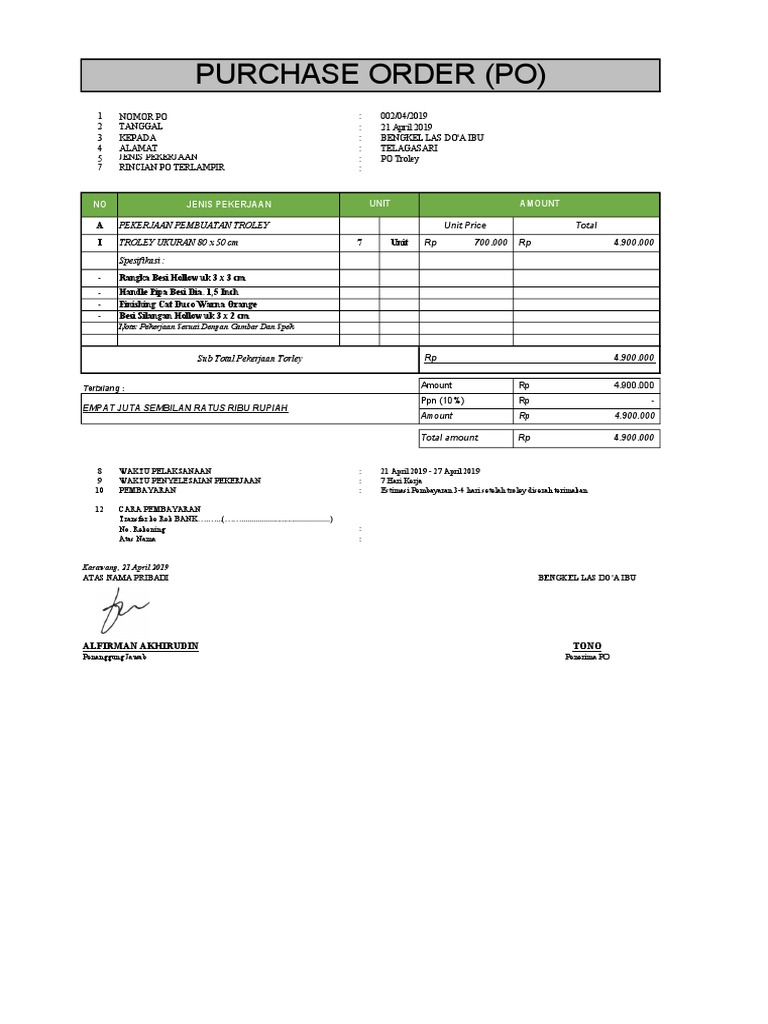 Contoh PO | PDF