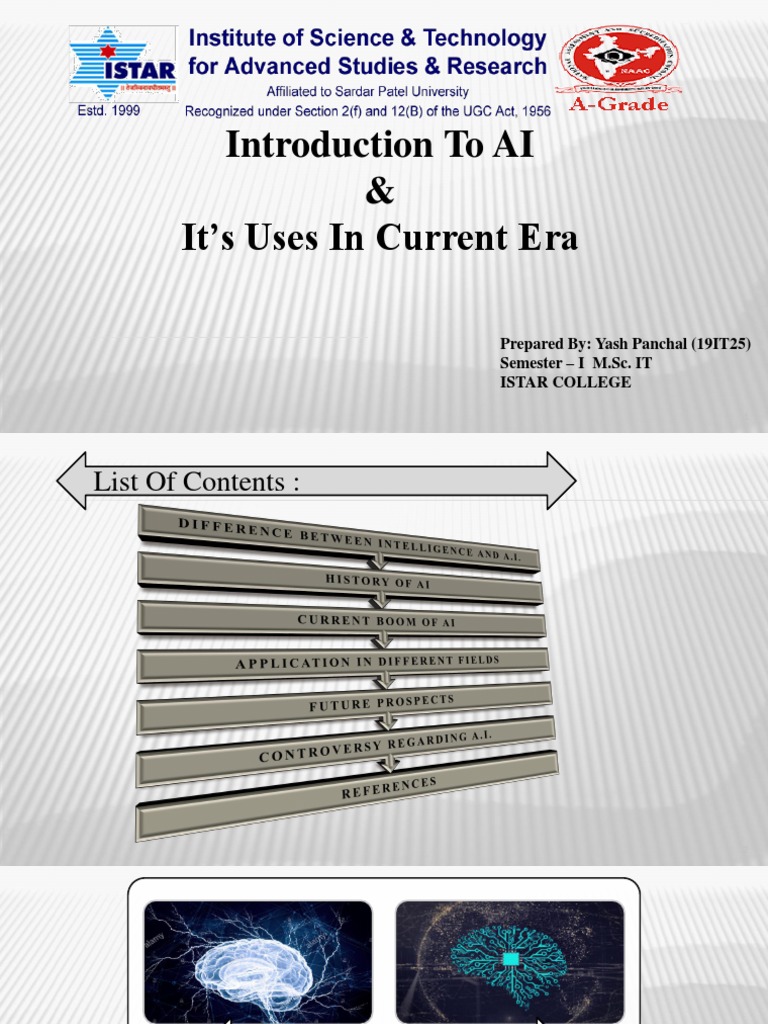 Introduction To AI & It's Uses in Current Era: Prepared By: Yash ...
