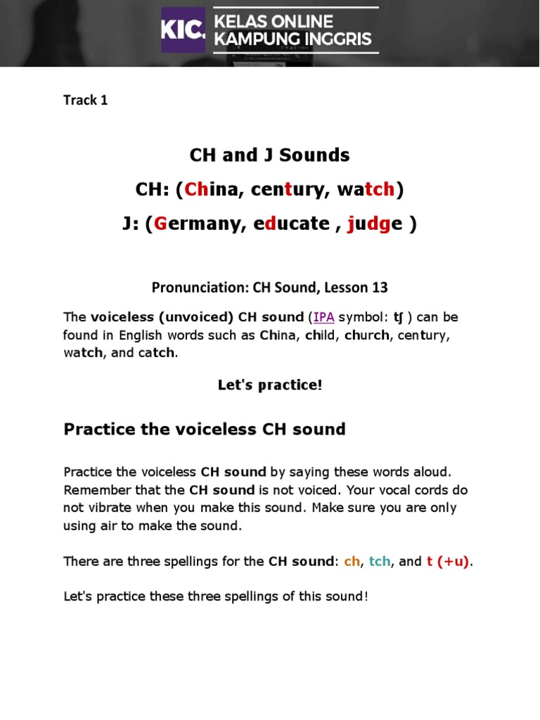 Lesson 13 - CH and J Sound | PDF | Phonology | Linguistics