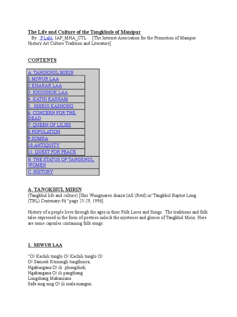 Tangkhul Life and Culture | PDF