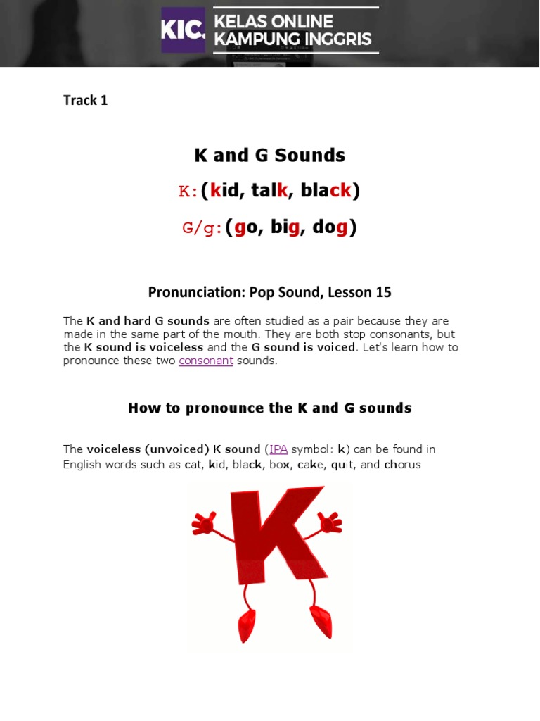 Lesson 15 - Pop Sound (K and G Sounds) | Download Free PDF | Human ...