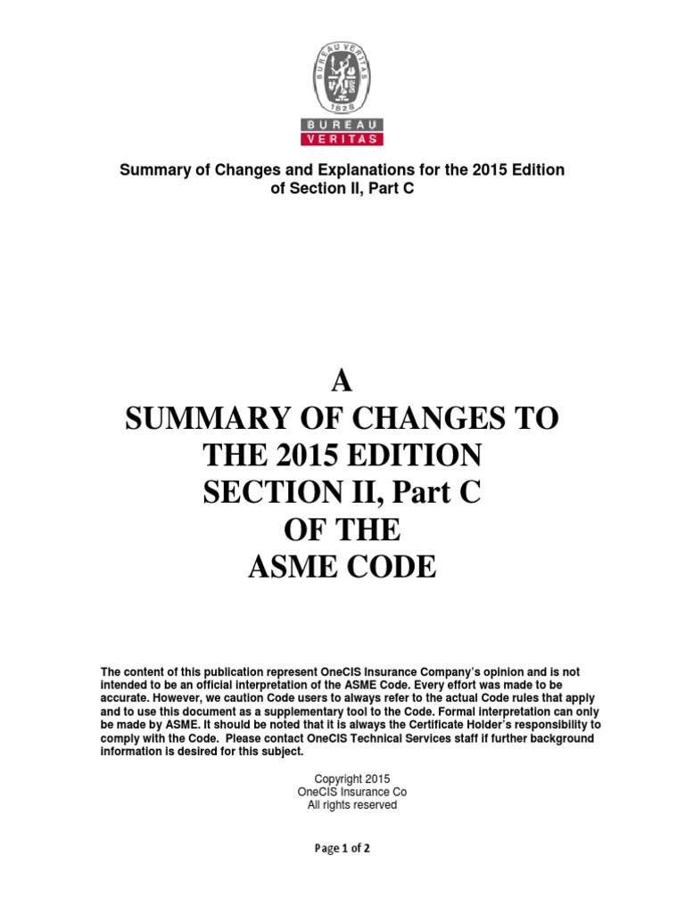 A Summary of Changes To The 2015 Edition Section Ii, Part C of The Asme ...