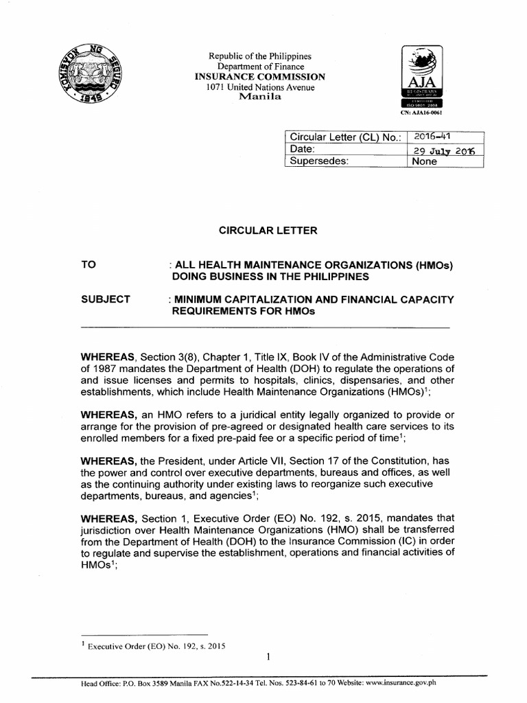 HMO Capitalization Requirements in Philippines | PDF | Health ...