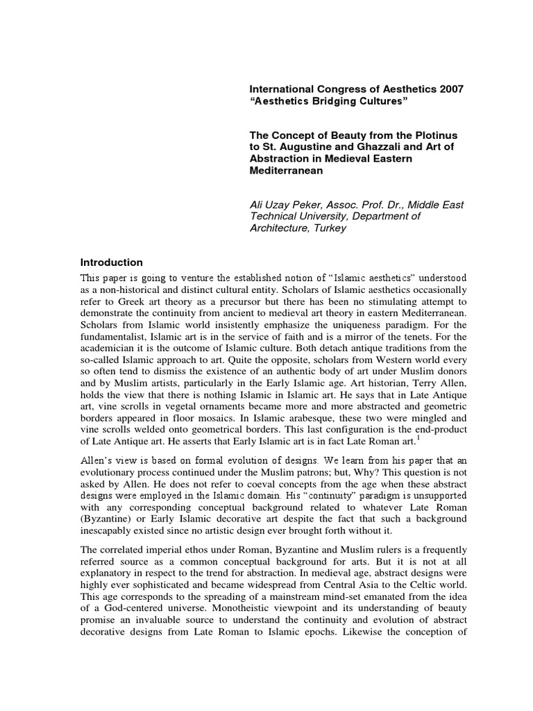 The Concept of Beauty From Plotinus To S PDF | PDF | Neoplatonism | God