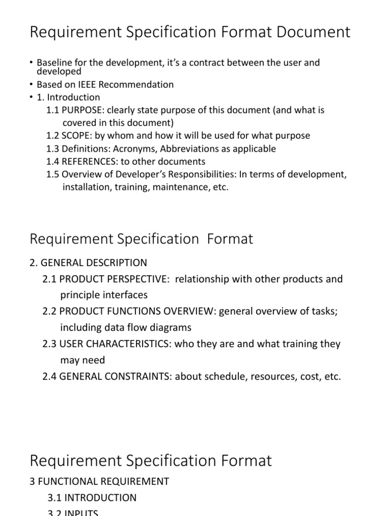 Requirement Specification Format Document | PDF | Specification ...