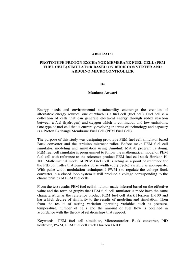 Prototype Proton Exchange Membrane Fuel Cell (Pem Fuel Cell) Simulator Based On Buck Converter ...