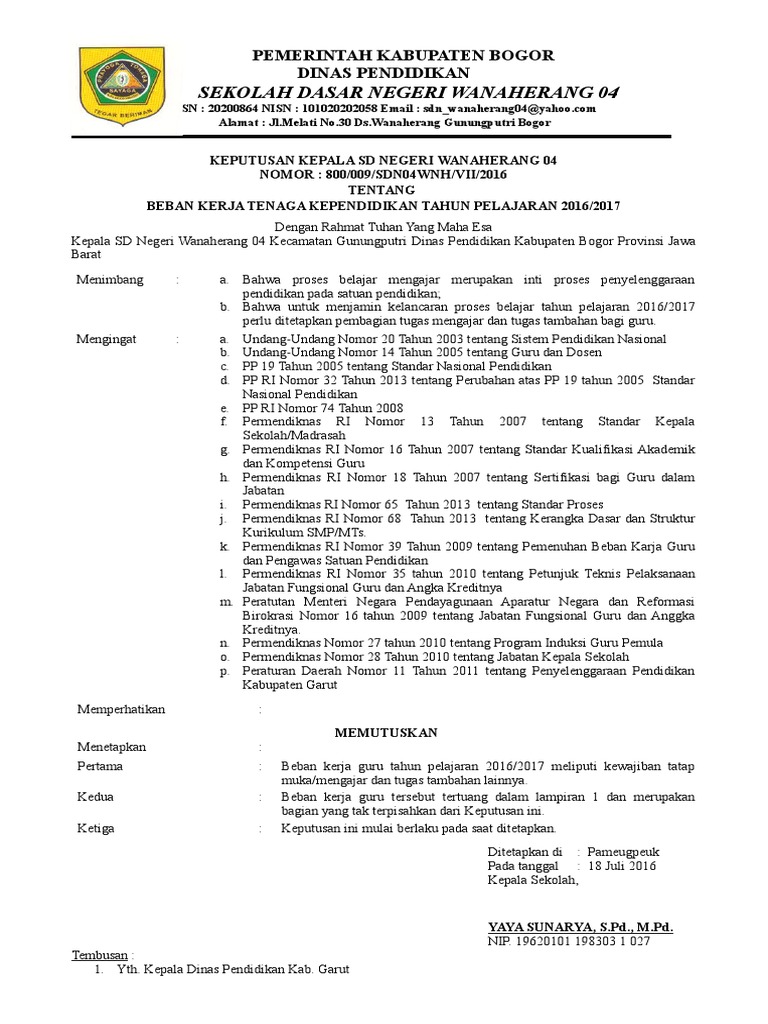 SK Pengangkatan, Pembagian Tugas TU | PDF