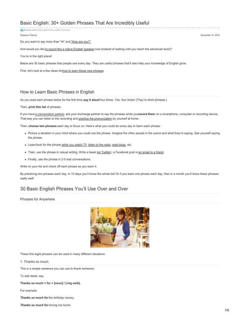 Basic English: 30+ Golden Phrases That Are Incredibly Useful | PDF ...