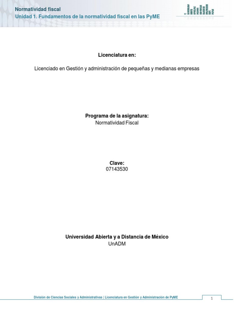 Unidad 1.fundamentos de La Normatividad Fiscal en Las PyME | Descargar ...