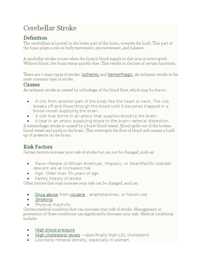 Cerebellar Stroke | PDF | Stroke | Brainstem