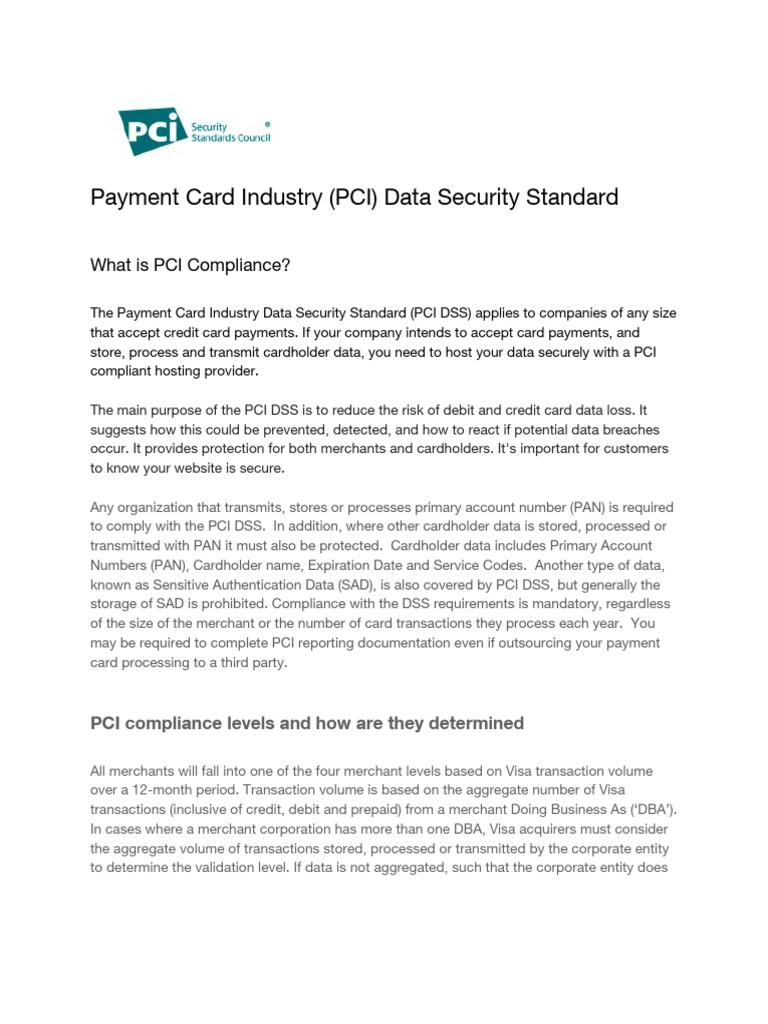 Payment Card Industry (PCI) Data Security Standard: What Is PCI ...