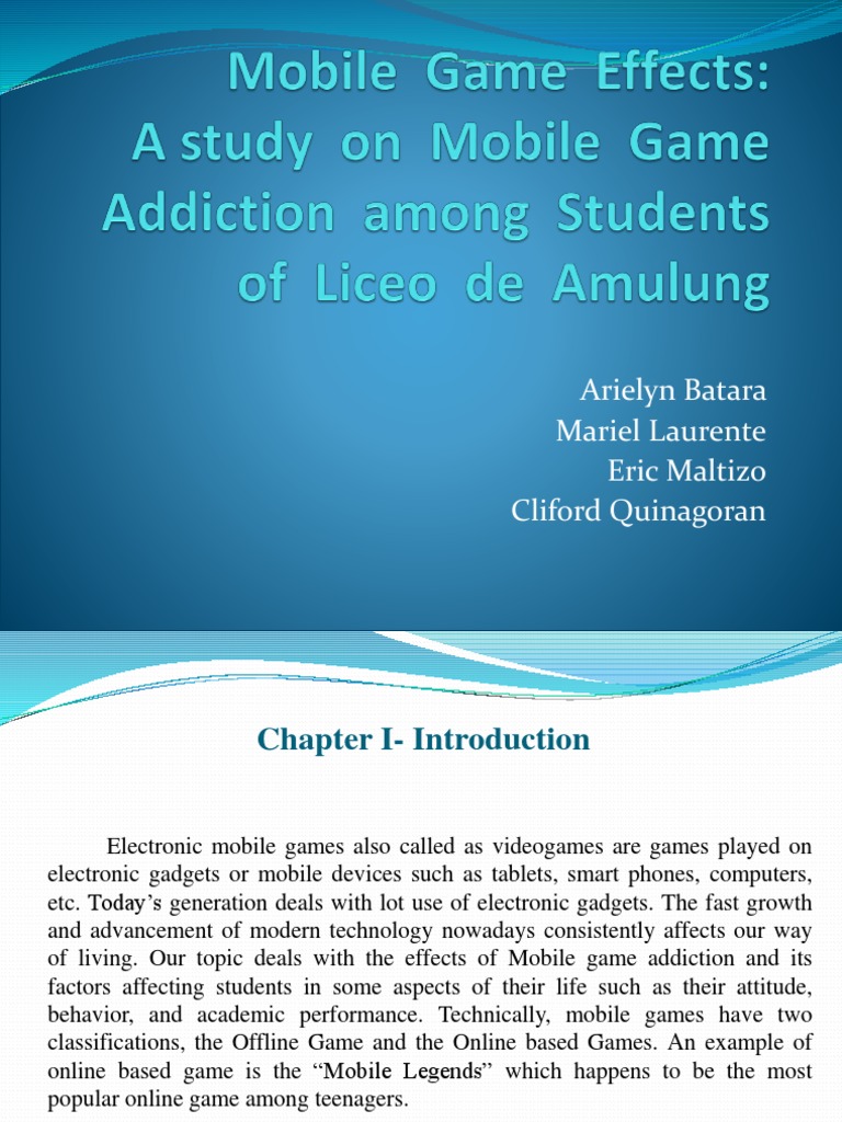 Research II Slide (Mobile Game Addiction) | PDF | Video Games | Mobile Game