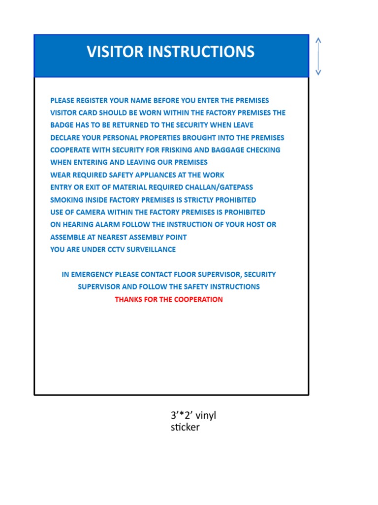 Visitor Safety Guidelines for Factory Entry | PDF | Computers