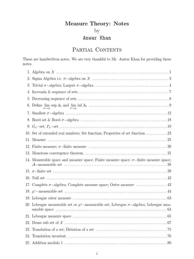 Handwritten Measure Theory Notes | PDF | Calculus | Abstract Algebra