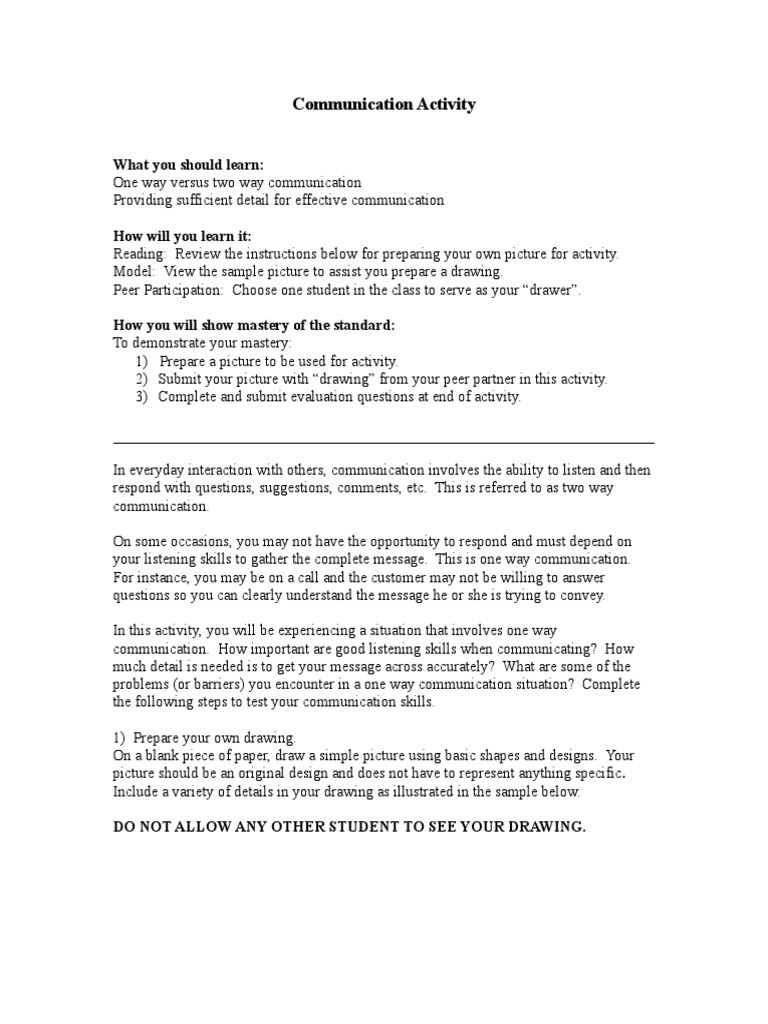 Communication Activity | PDF | Drawing | Communication