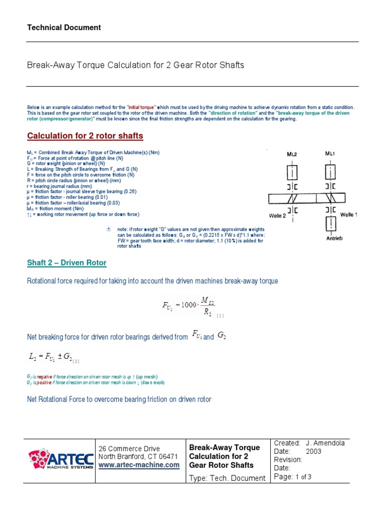 Break Away Torque For 2 Rotor Gear Shafts | Download Free PDF | Gear ...